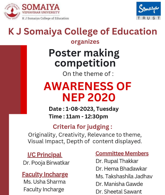 Poster making Competition on the Theme of AWARENESS OF NEP 2020 | SVU