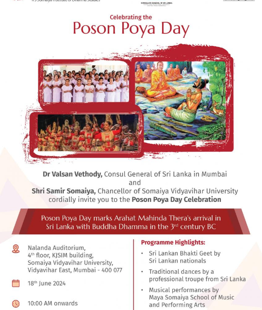 Celebration of Poson Full Moon Poya Day at the Somaiya Vidyavihar ...